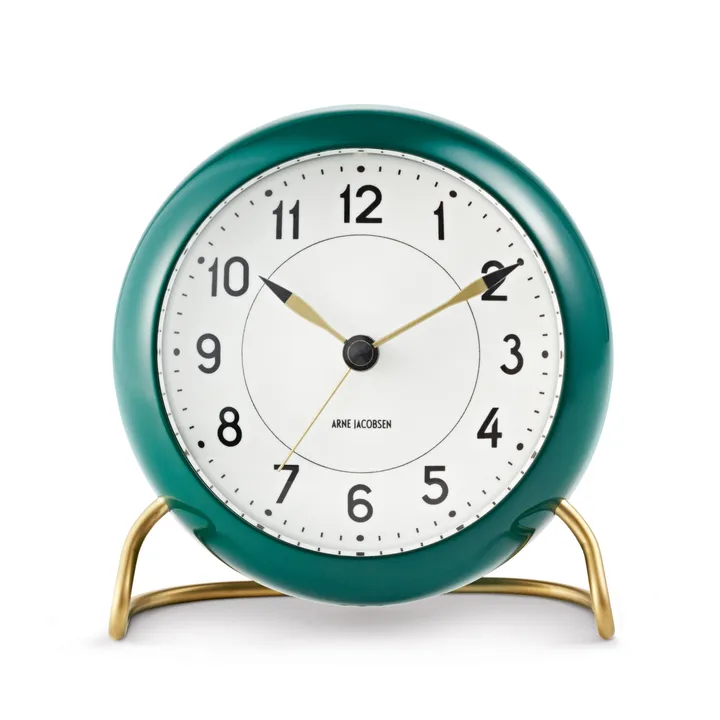 AJ Station table clock green from Arne Jacobsen Clocks - NordicNest.com
