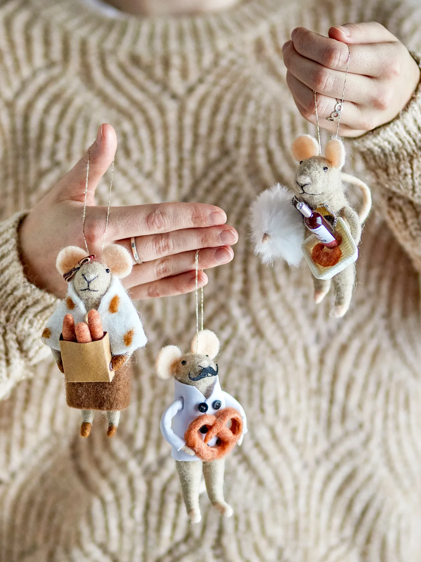 Peo Christmas tree decorations wool 3 pieces from Bloomingville ...