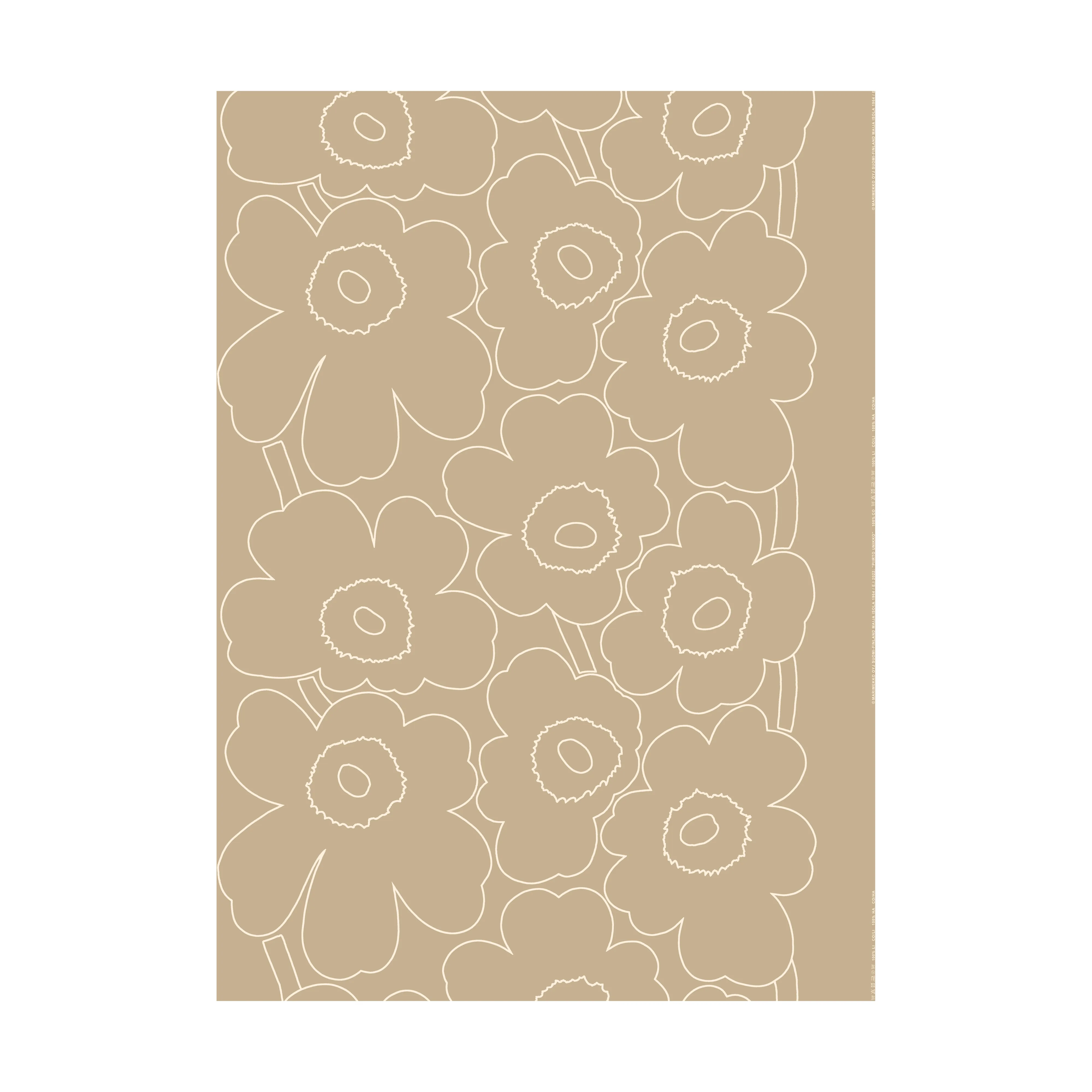 Piirto Unikko fabric unbleached linen from Marimekko - NordicNest.com