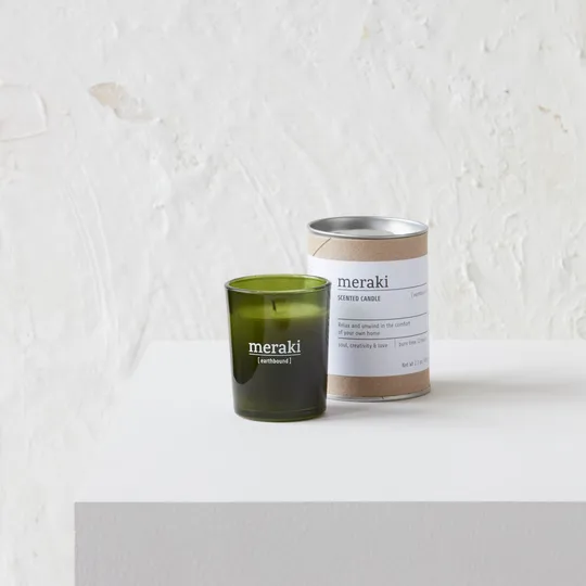 Meraki scented candle green glass 12 hours from Meraki - NordicNest.com