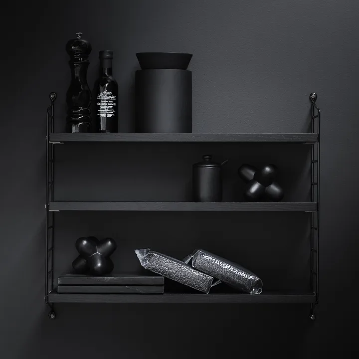 String shelf Pocket black stained ash from String - NordicNest.com